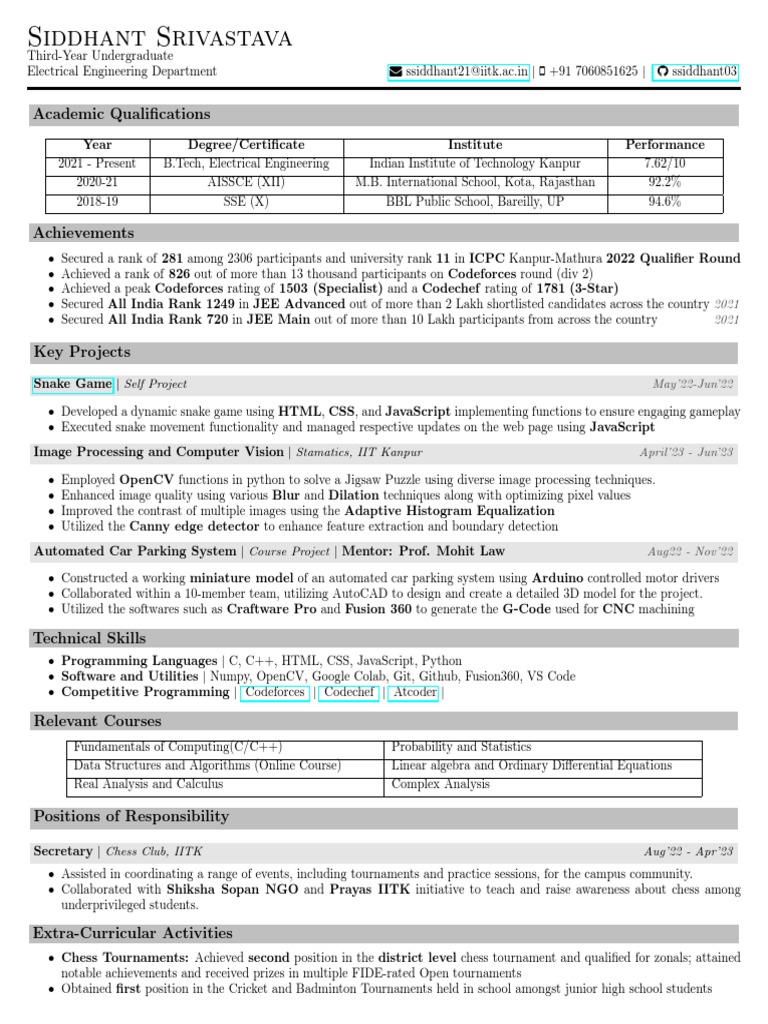 Siddhant Srivastava Software Resume | PDF | Computer Science | Computer ... Siddhant Srivastava Software Resume | PDF | Computer Science | Computer ...