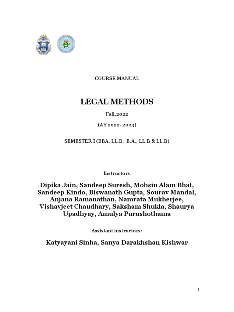 Legal Methods Fall 2022 - Updated Course Manual | PDF | Statutory ...
