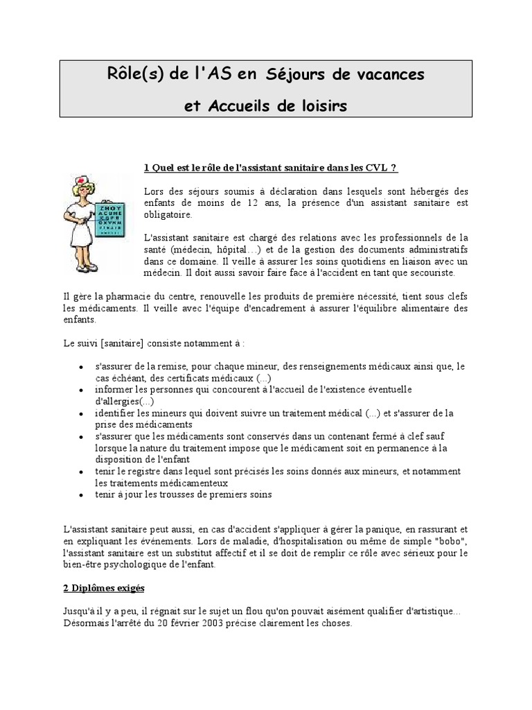 Rôle de l'Assistant Sanitaire en CVL | PDF | Vaccination | Santé publique