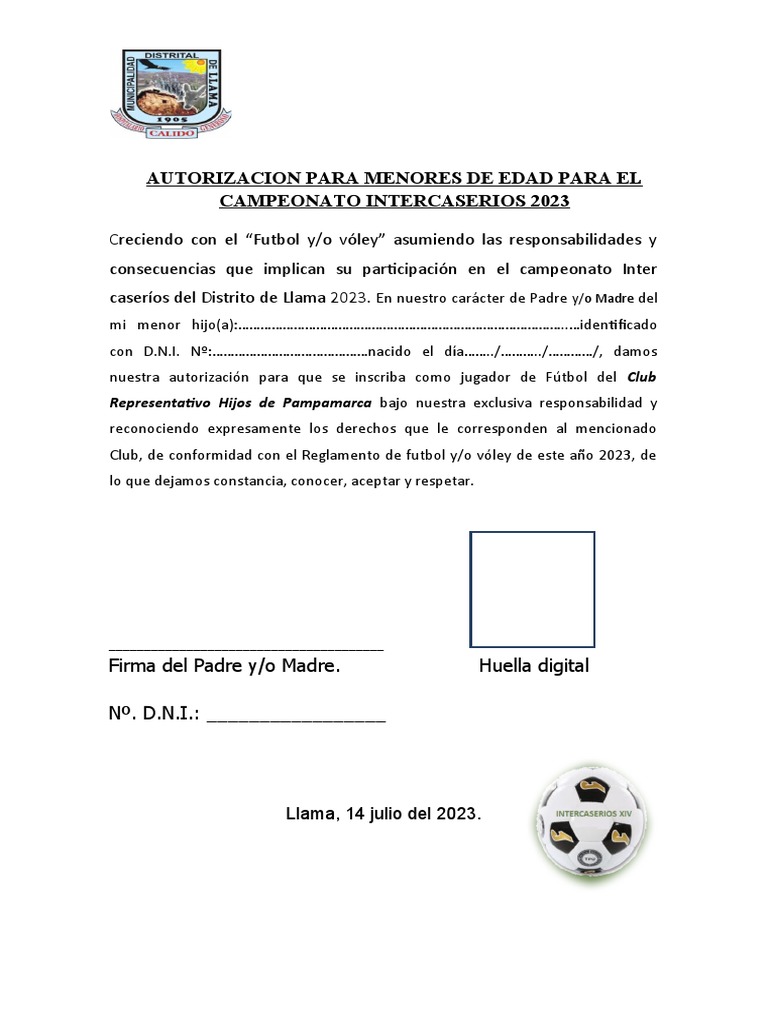 Autorización de Menor de Edad | PDF