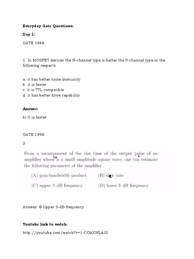 GATE Questions Analog Circuits | PDF
