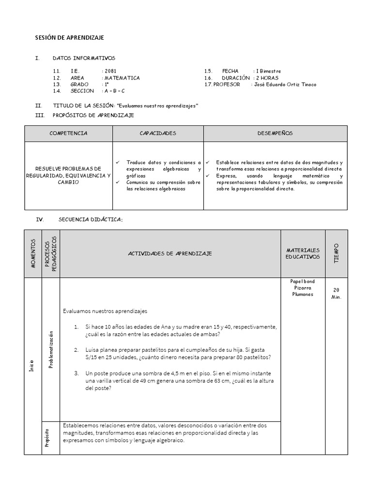 Sesión 7 - 1° | PDF | Aprendizaje