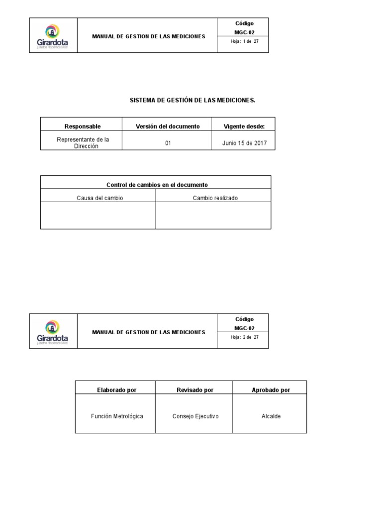 MC - GD - 01 Manual de Gestion de Las Mediciones | PDF | Metrología | Science