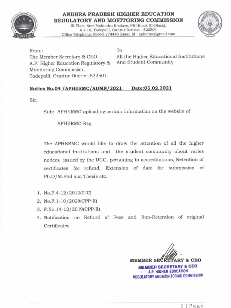 Ugc Notice Degree Certficates | PDF