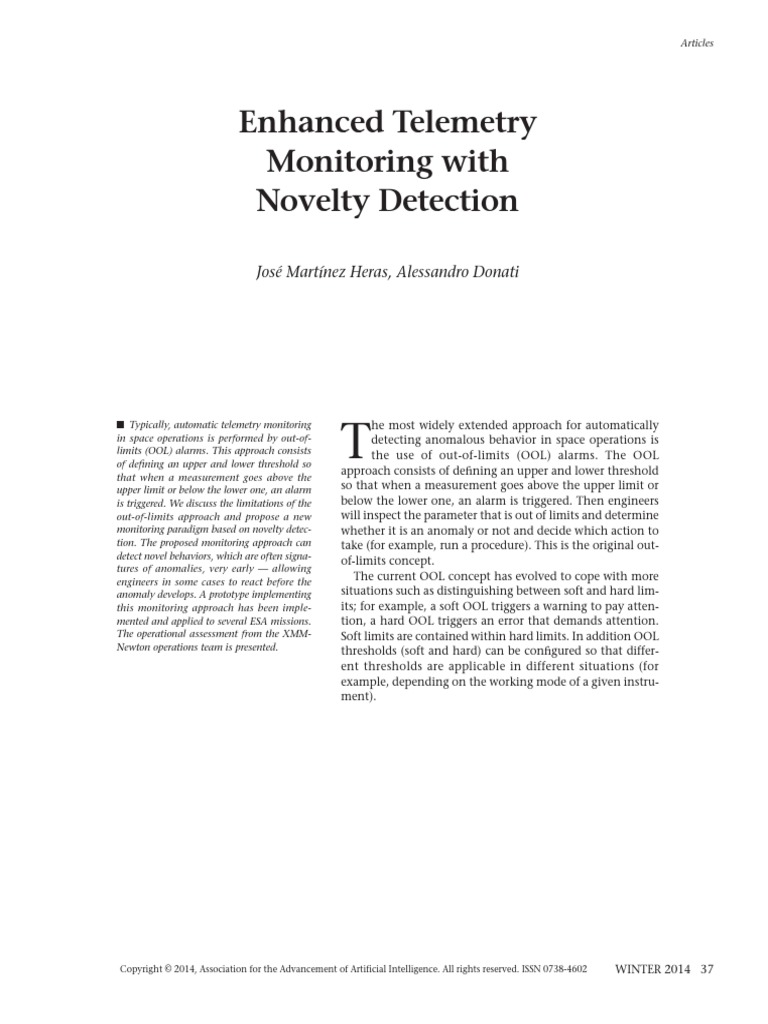 Enhanced Telemetry Monitoring With Novelty Detection Pdf Cognition