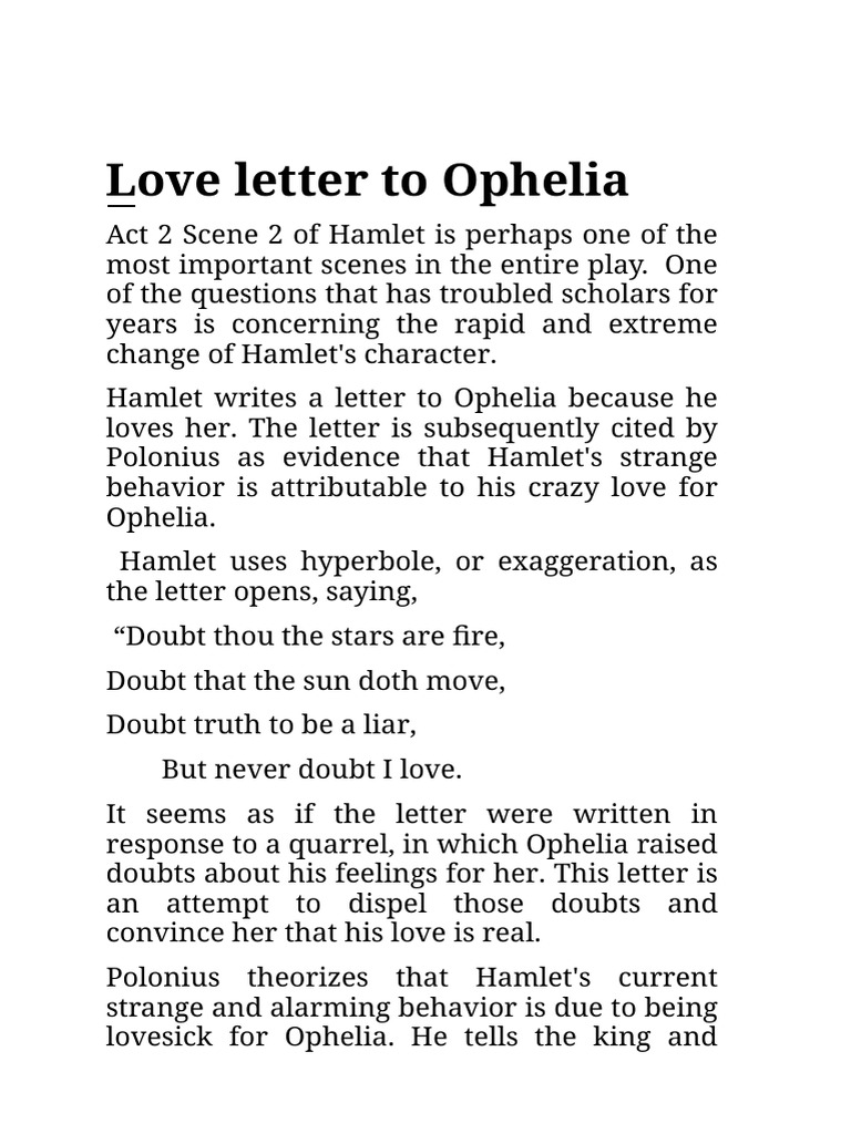 Hamlet's Love Letter to Ophelia | PDF