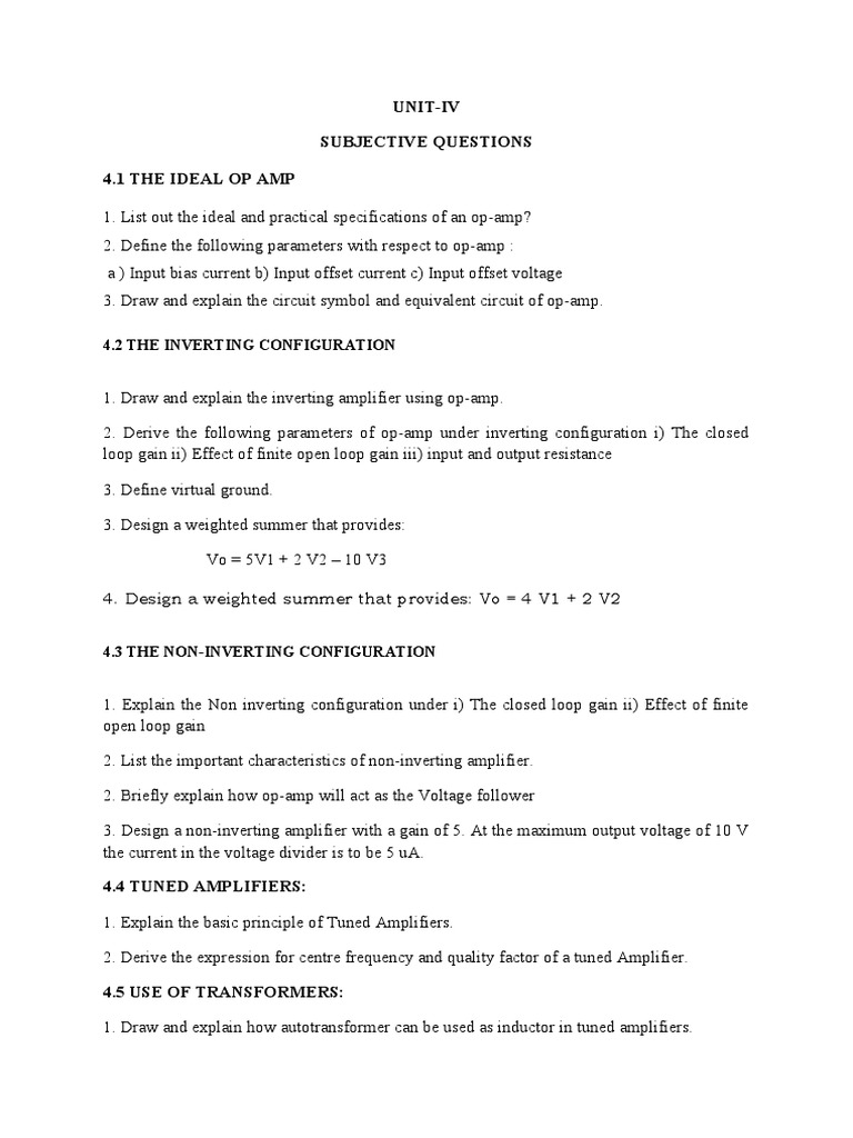 UNIT 4 Subjective Questions | PDF
