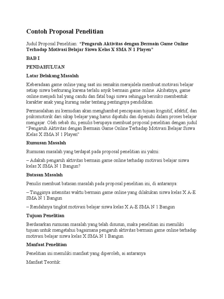 Contoh Proposal Penelitian | PDF