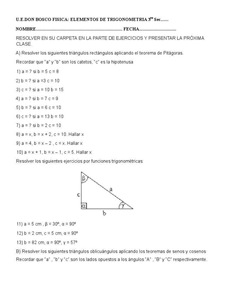 Trabajo Práctico Elementos de Trigonometria | PDF