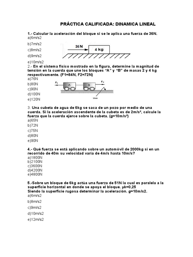 Práctica Calificada Dinamica Lineal | PDF