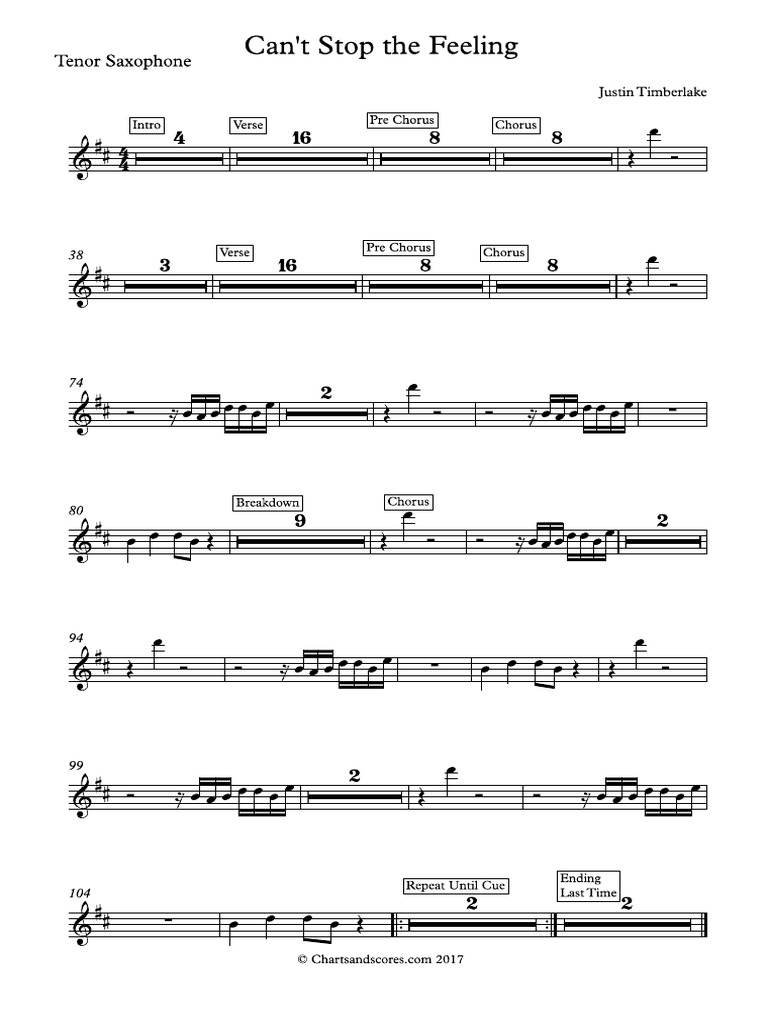 Cant Stop The Feeling - Justin Timberlake | PDF
