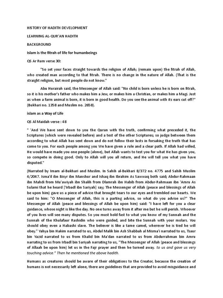 HISTORY OF HADITH DEVELOPMENT by Fikri | PDF | Hadith | Muhammad