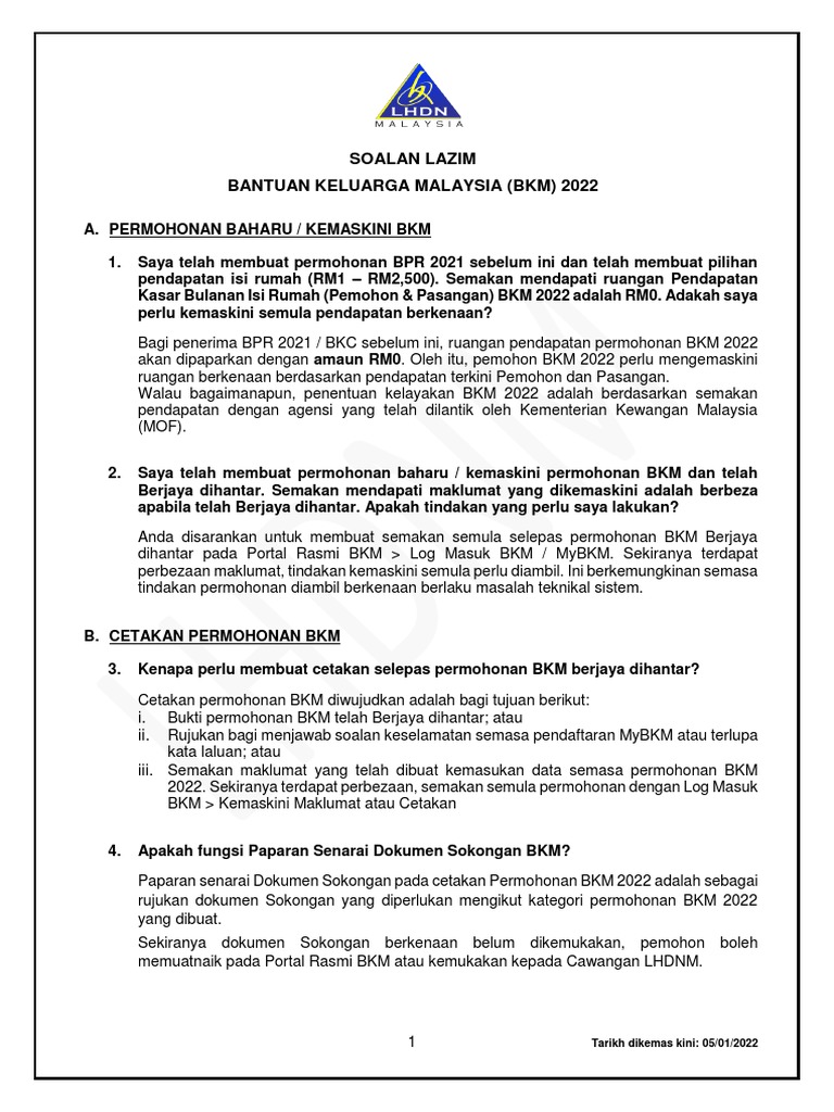 BKM 2022 - FAQ Paparan Portal BKM | PDF