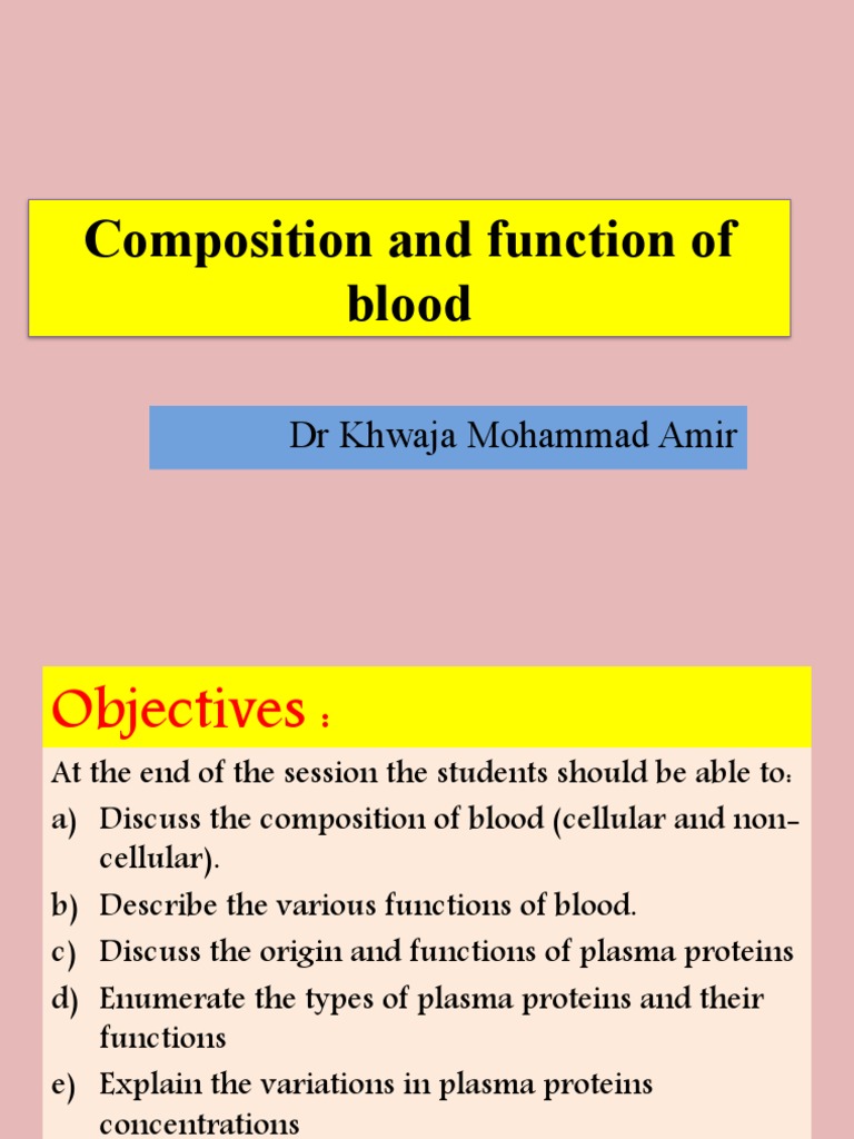 L - 28-Composition and Function of Blood. ( (L32) ) | PDF | Blood ...