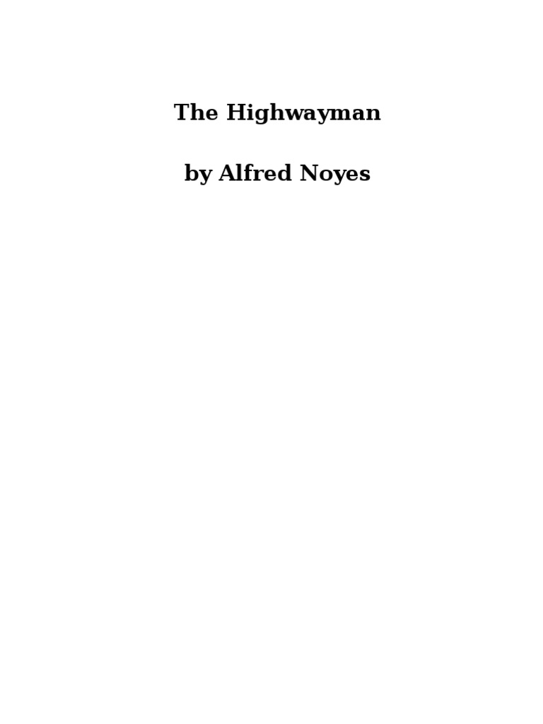 The Highwayman Poem | PDF