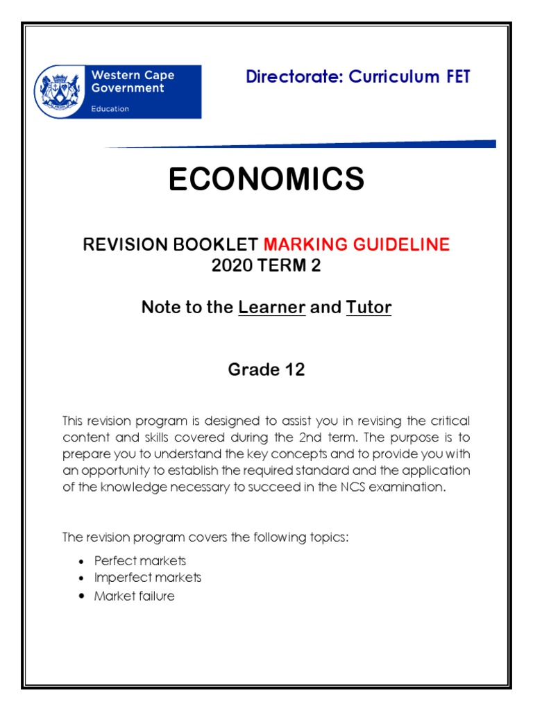 Grade 12 Economics Term 2 Revision Guide | PDF | Demand | Profit ...