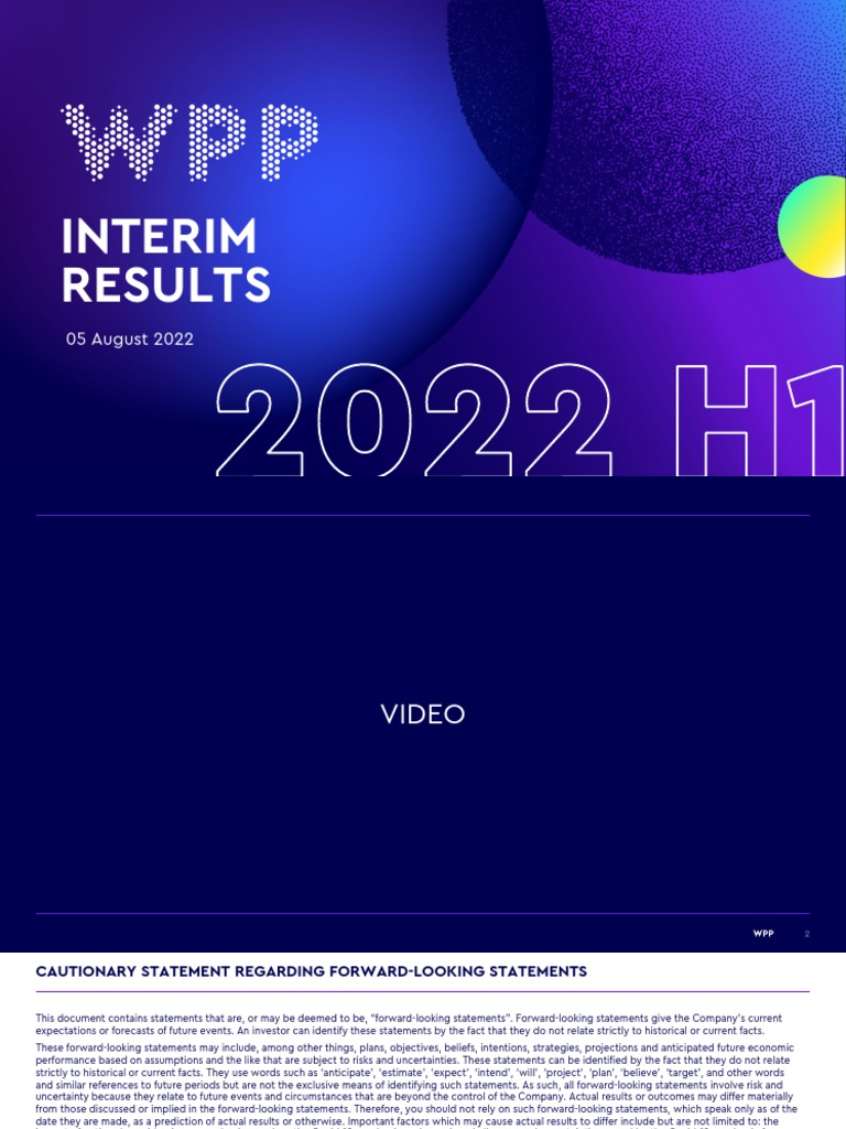 WPP - 2022 Interim Results - Final | PDF | Risk | Private Sector
