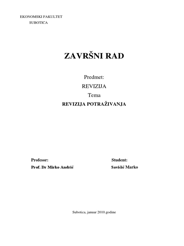 Revizija Potrazivanja | PDF