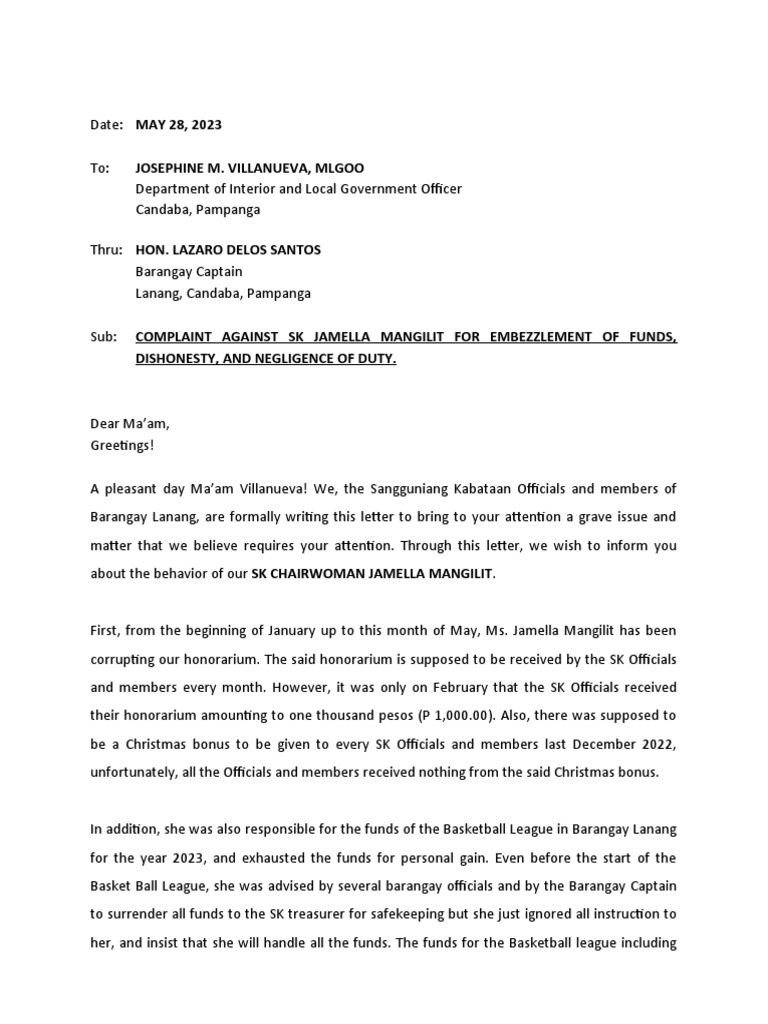 Complaint Letter | PDF