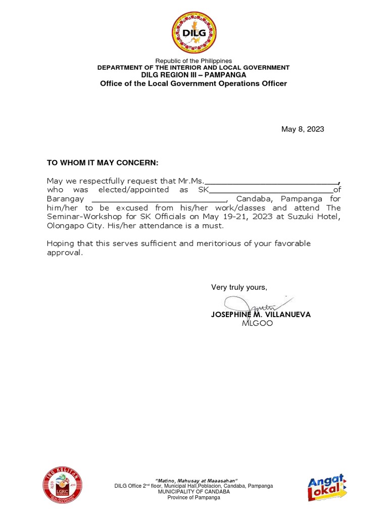 SK Excuse Letter | PDF