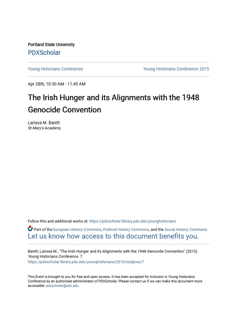 Irish Hunger and the 1948 Genocide Convention | PDF | Great Famine ...