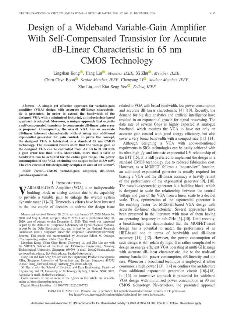 Design of A Wideband Variable-Gain Amplifier With Self-Compensated Transistor For Accurate dB ...