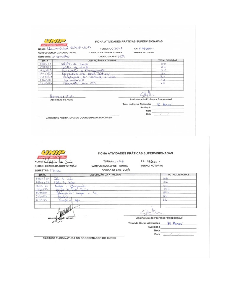 Fichas - Aps - 3° | PDF