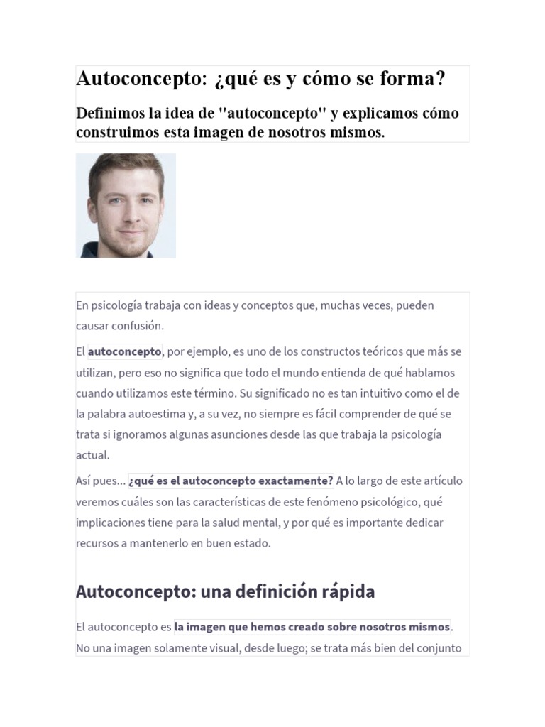 Autoconcepto | PDF | Sicología | Mente