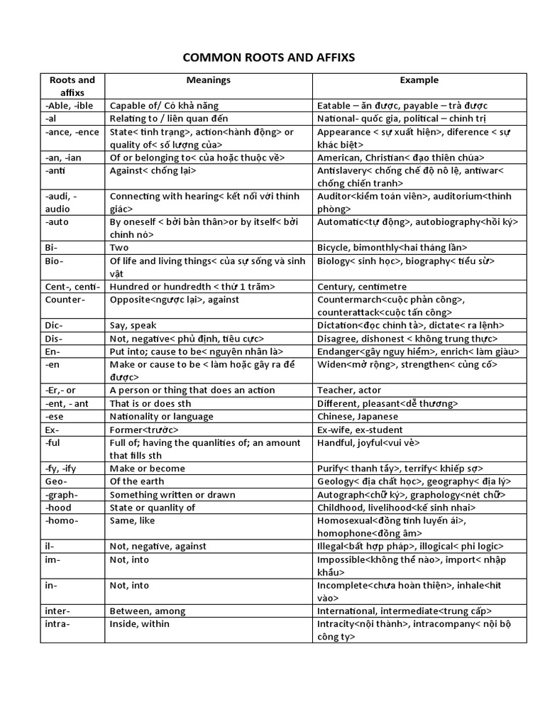 Common Roots and Affixs06.6 | PDF