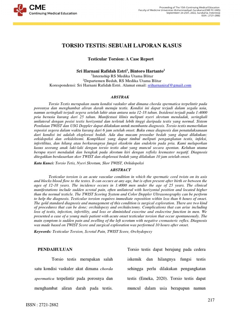 Referat Torsio Testis Studi Kasus | PDF