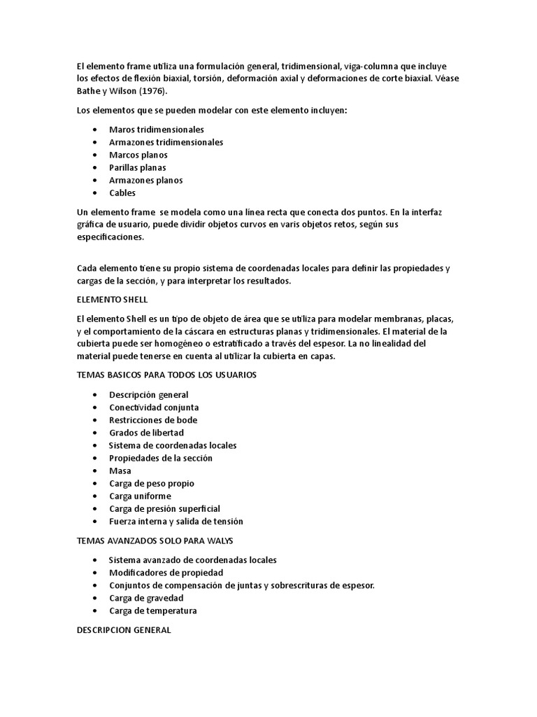 Elementos Shell y Frame en Estructuras | PDF | Método de elementos ...