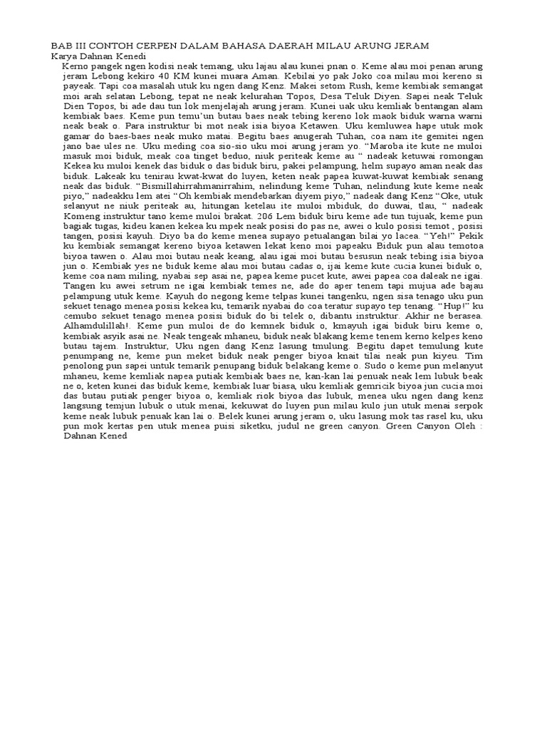 Cerpen Bahasa Rejang | PDF