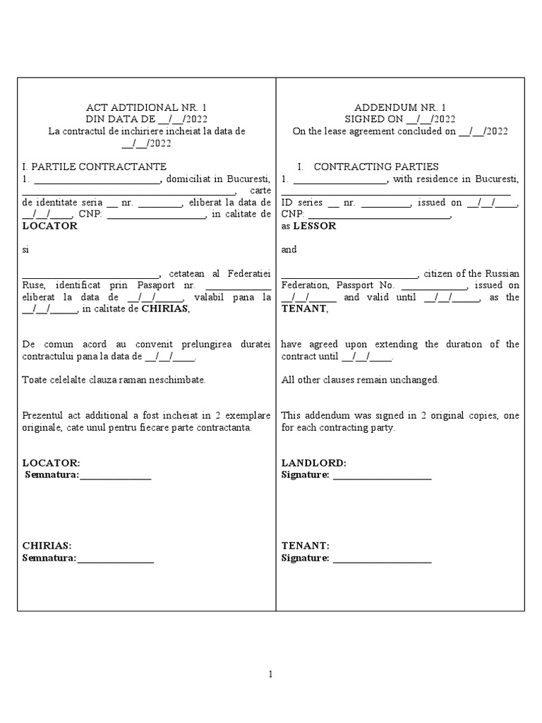 Anexa Prelungire Contract Inchiriere | PDF
