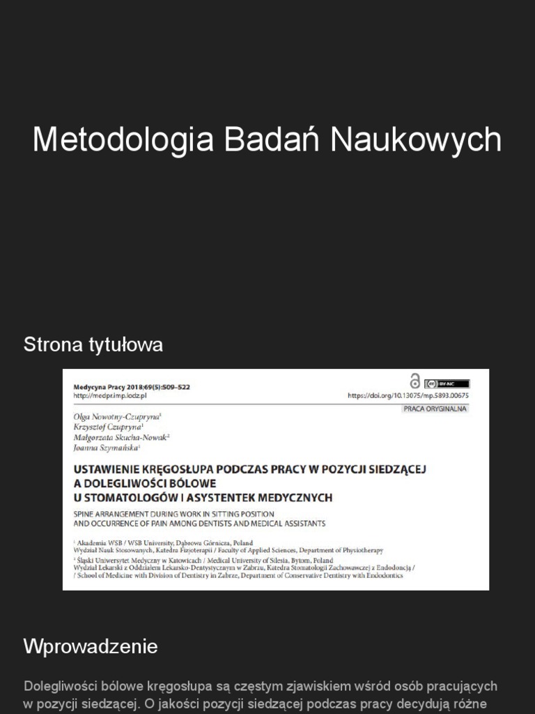 metody badań naukowych- prezentacja | PDF