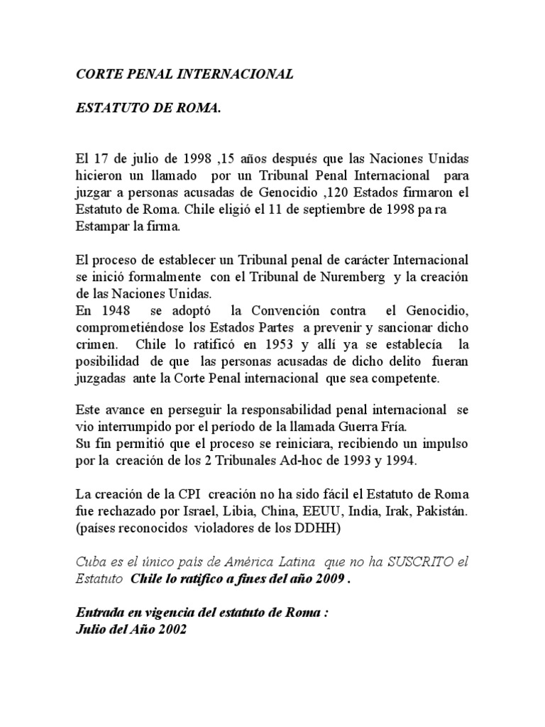 Corte Penal Internacional | PDF | Corte Criminal Internacional | Genocidios