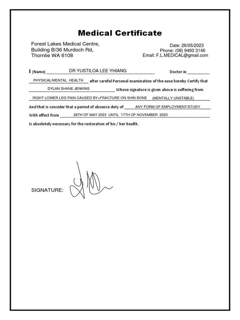 Medical Certificate 10 | PDF