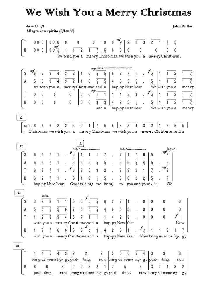 We Wish You A Merry Christmas - John Rutter | PDF | December ...