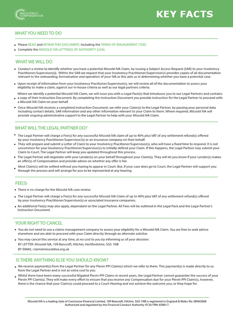 Key Facts Missold IVA Legal Partner | PDF | Business Law | Justice