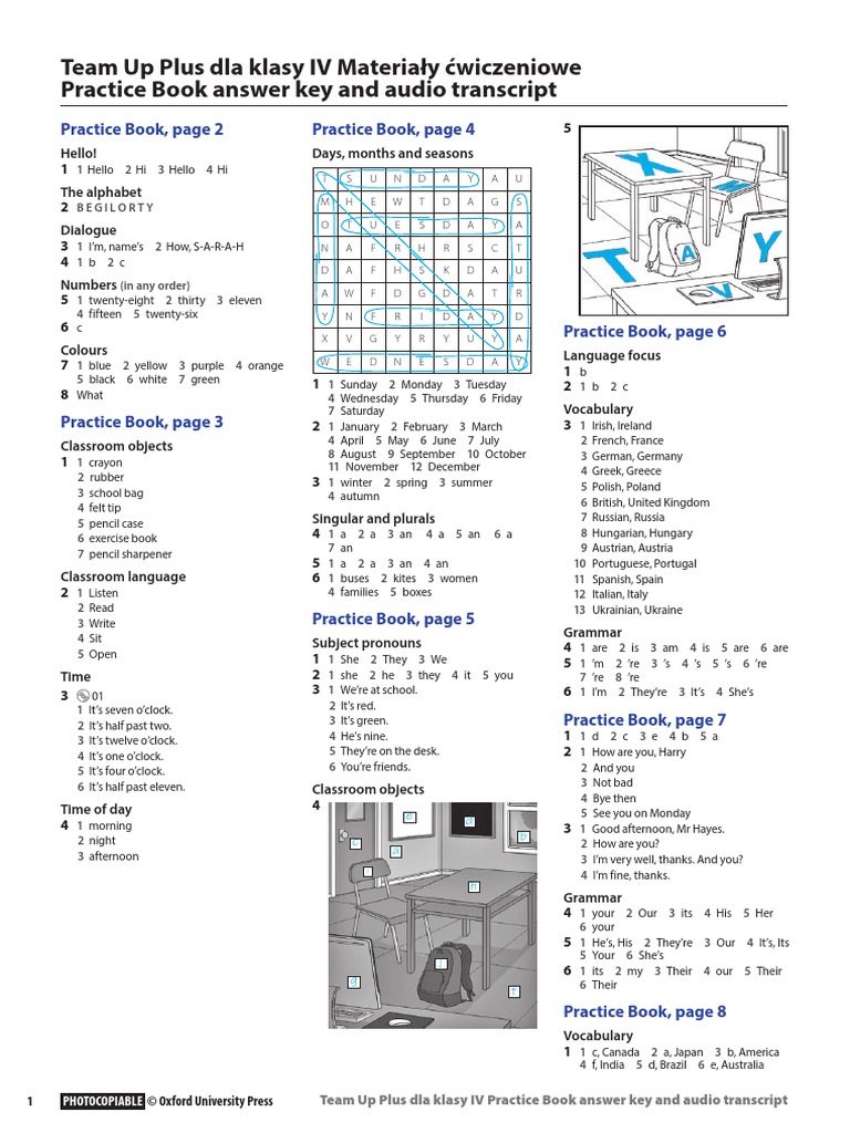 Team Up Plus Online Answer Key | PDF