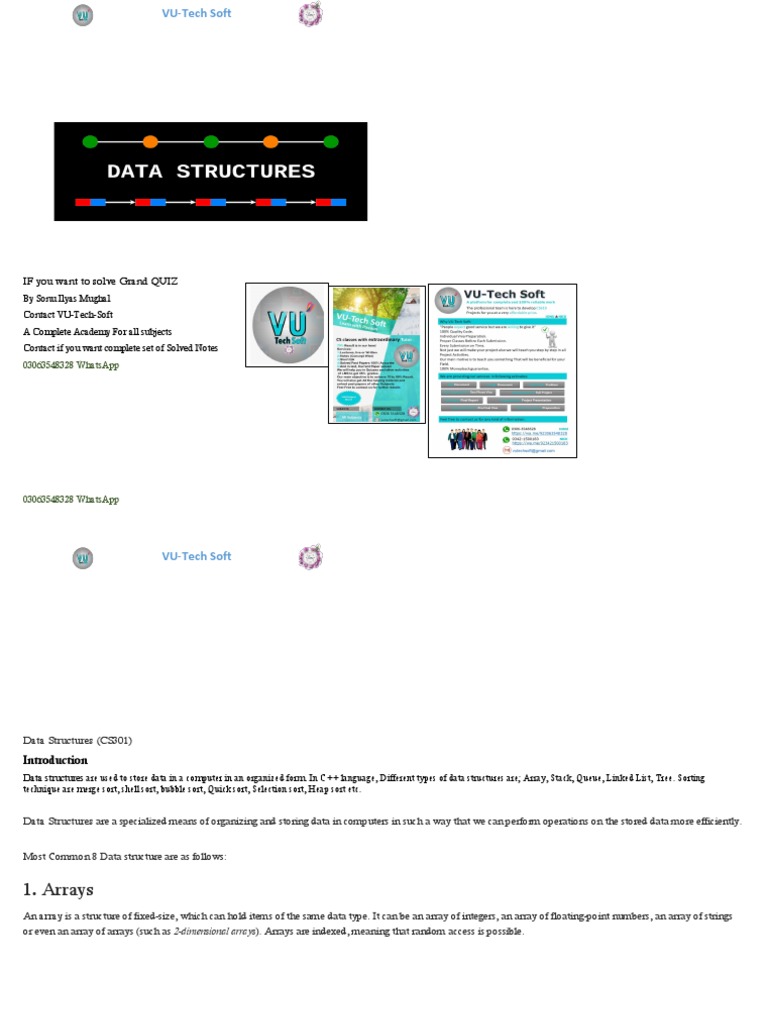 CS301 Notes by Sonu Mughal | PDF | Queue (Abstract Data Type ... CS301 Notes by Sonu Mughal | PDF | Queue (Abstract Data Type ...