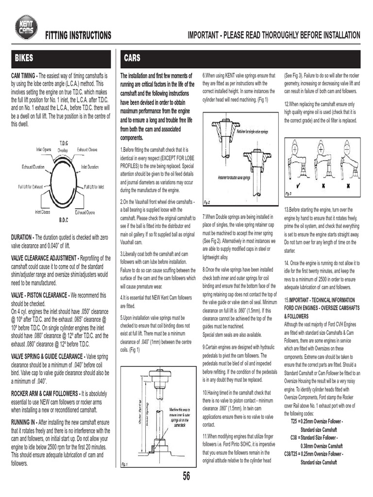 Kent Cams Fitting and Timing Instructions | PDF | Vehicles | Systems ...
