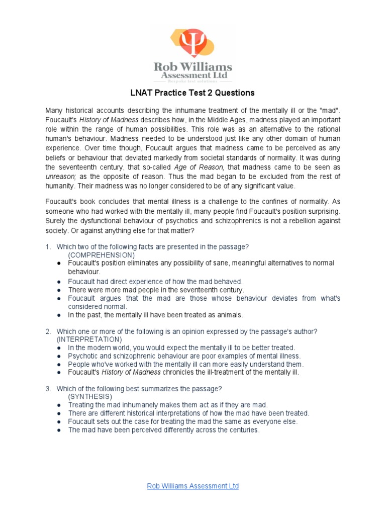 LNAT Practice Test 2 | Download Free PDF | Consciousness | Brain
