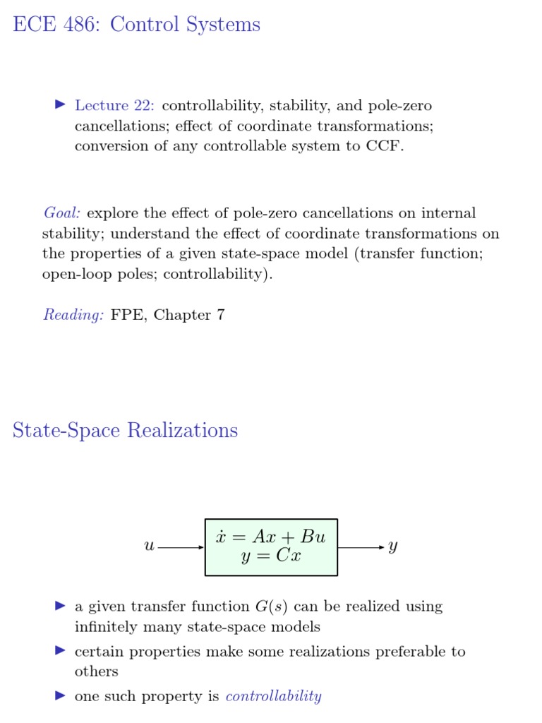 Control Systems: Controllability & Stability | PDF | Matrix ...