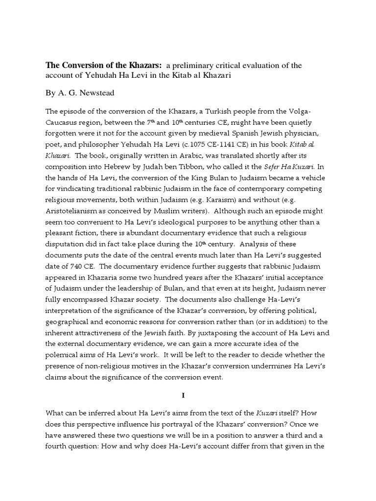 Khazar Conversion: Ha Levi's Account | PDF | Jews And Judaism ...