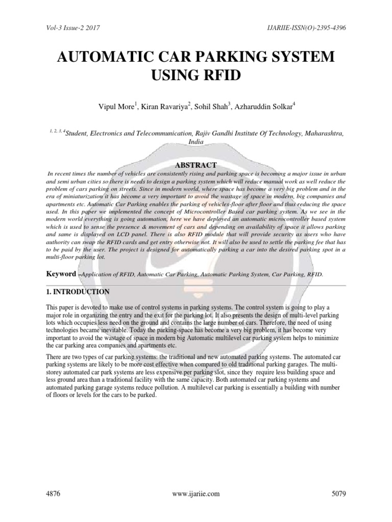 RFID-Based Automatic Car Parking System | PDF | Parking | Parking Lot