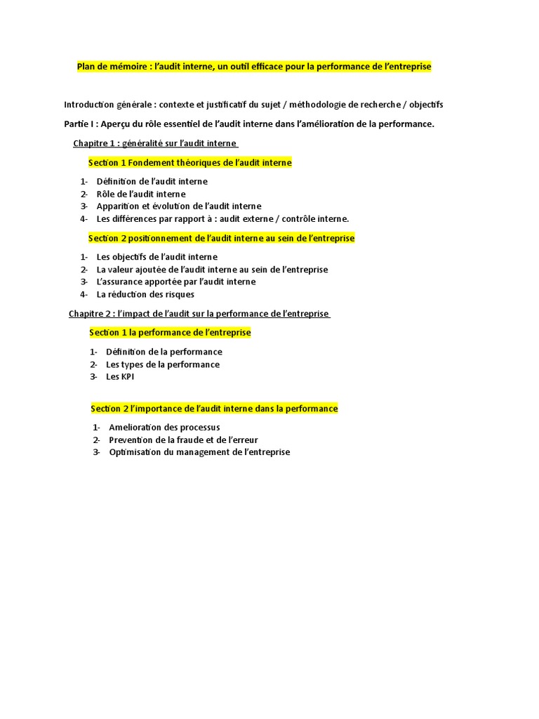 Plan de Mémoire | PDF