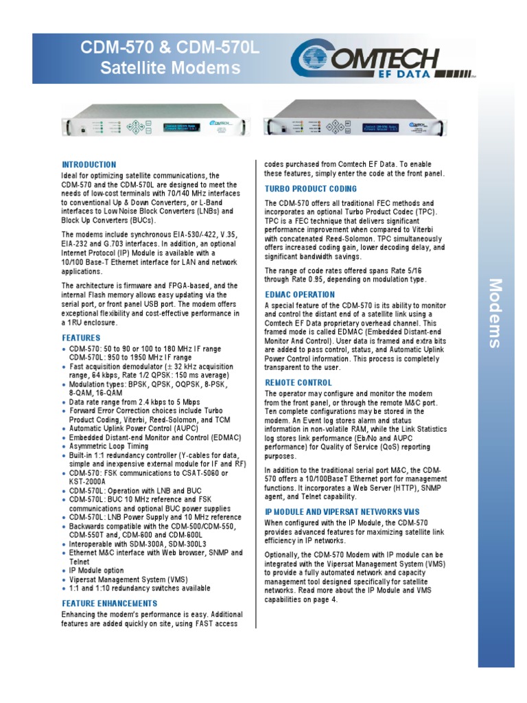 Comtech cdm570-570l | PDF | Modem | Computer Engineering