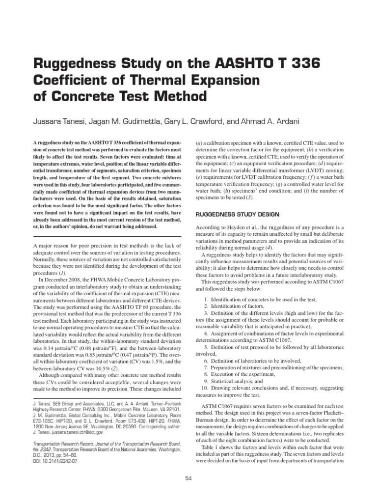 Aashto T 336 Coefficient of Thermal Expansion of Concrete Test Method ...