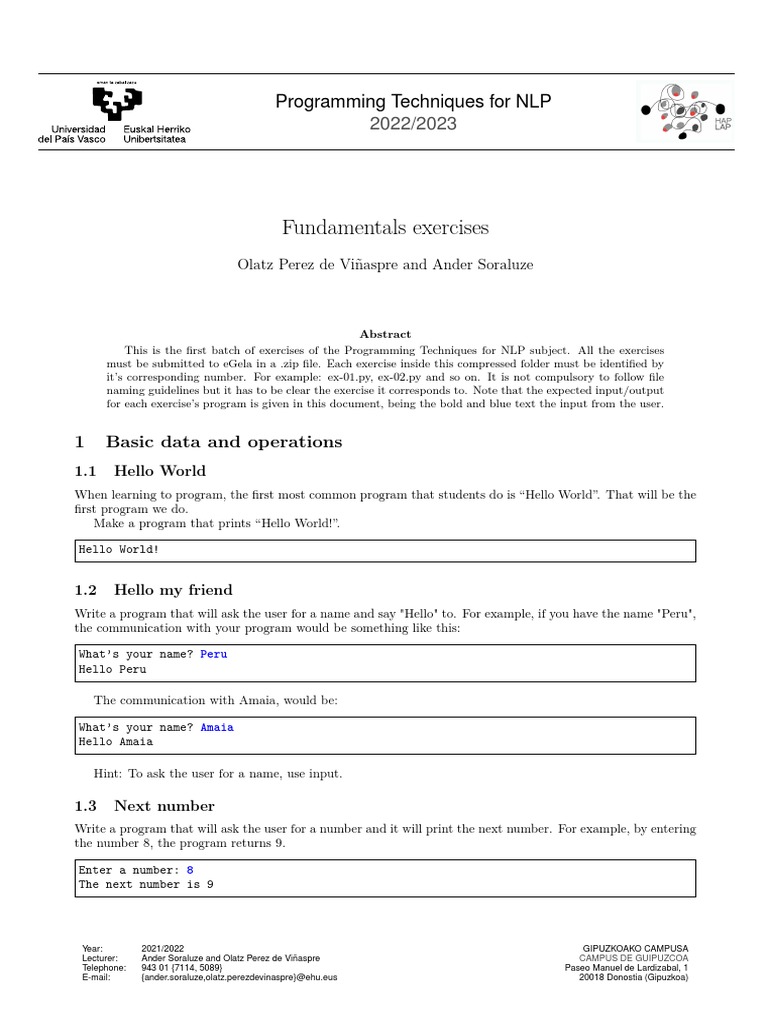 Fundamentals Exercises | PDF | String (Computer Science) | Password Fundamentals Exercises | PDF | String (Computer Science) | Password