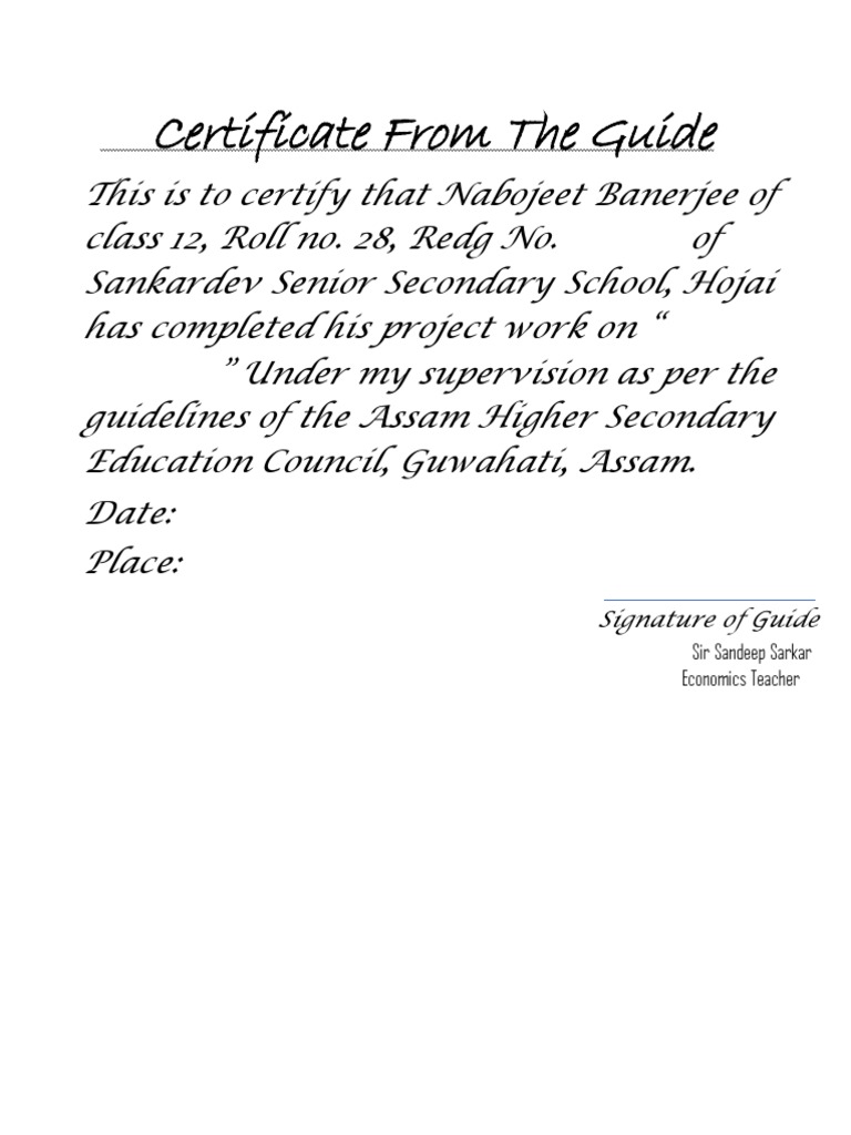 Certificate of Project Completion | PDF